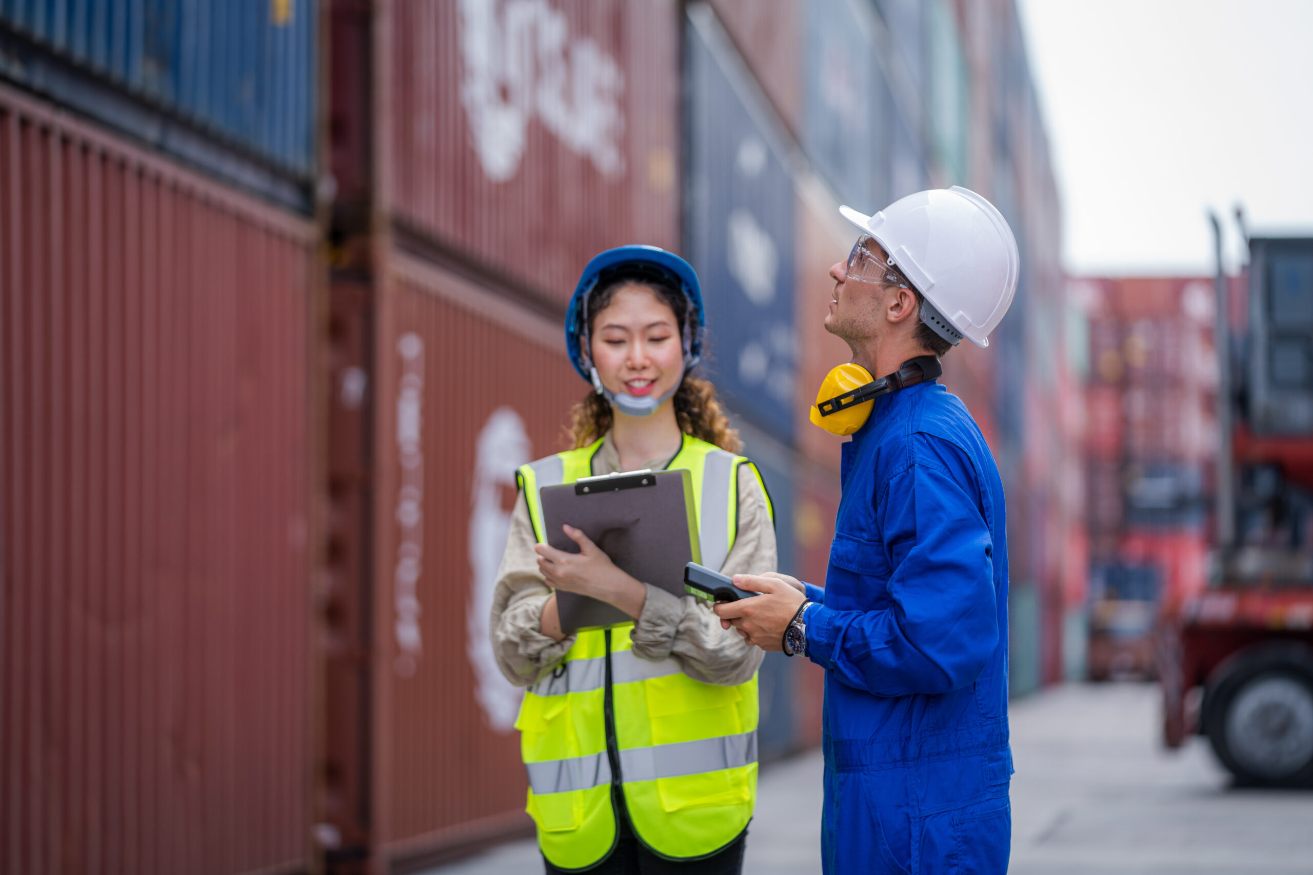 Engineer and inspector working and discuss in shipping container | FBA ...